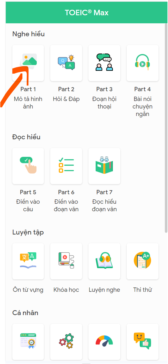 Toeic Max - [Part 1] Hướng dẫn cách học trong phần nghe hiểu của ứng dụng Toeic Max