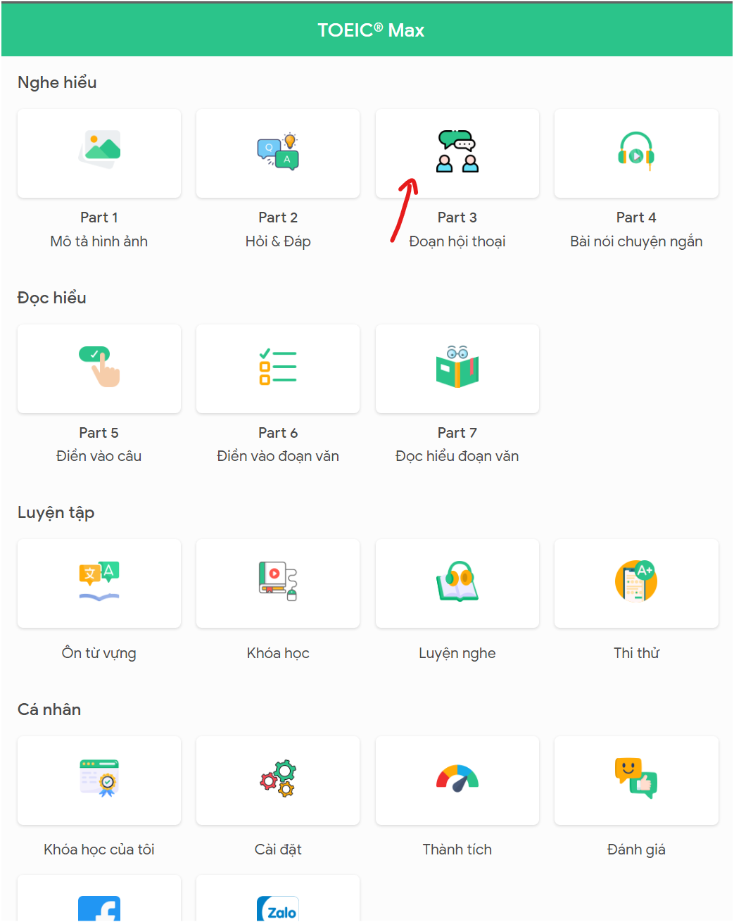 Toeic Max - [Part 3] Hướng dẫn cách học trong phần nghe hiểu của ứng dụng Toeic Max