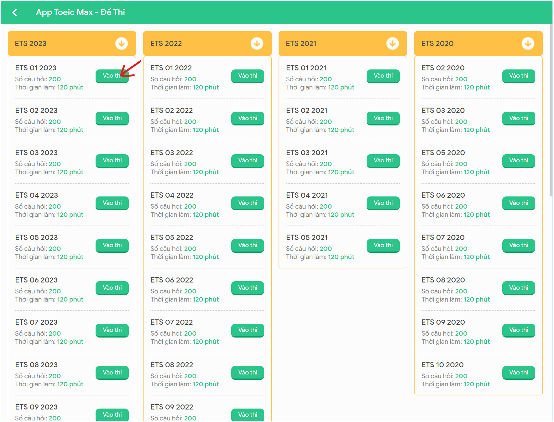 Toeic Max - Cách sử dụng chức năng thi thử trong ứng dụng Toeic Max
